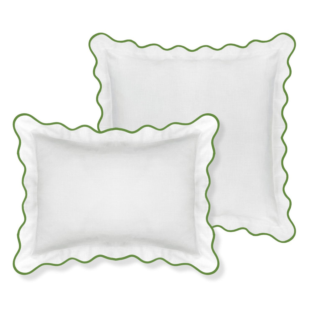 Scalloped Sham, Green / White – Laura Park