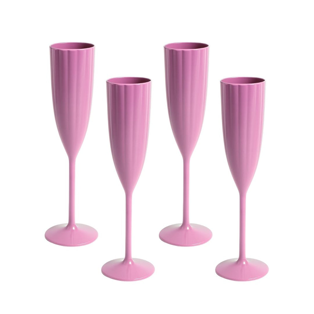 Garden Party Scalloped Acrylic Champagne Flutes, Pink (Set of 4) – Sum ...