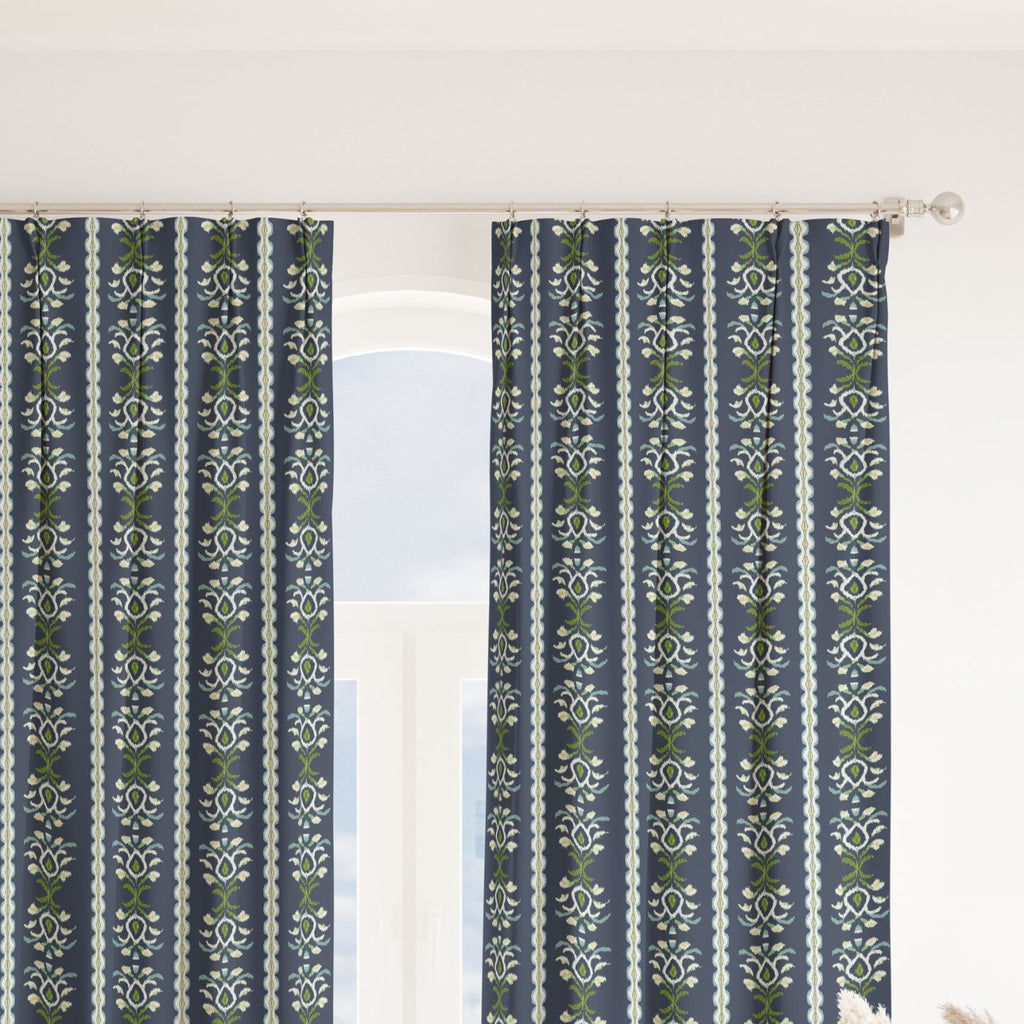 Rosemary Stripe Indigo Curtain Panel – Laura Park