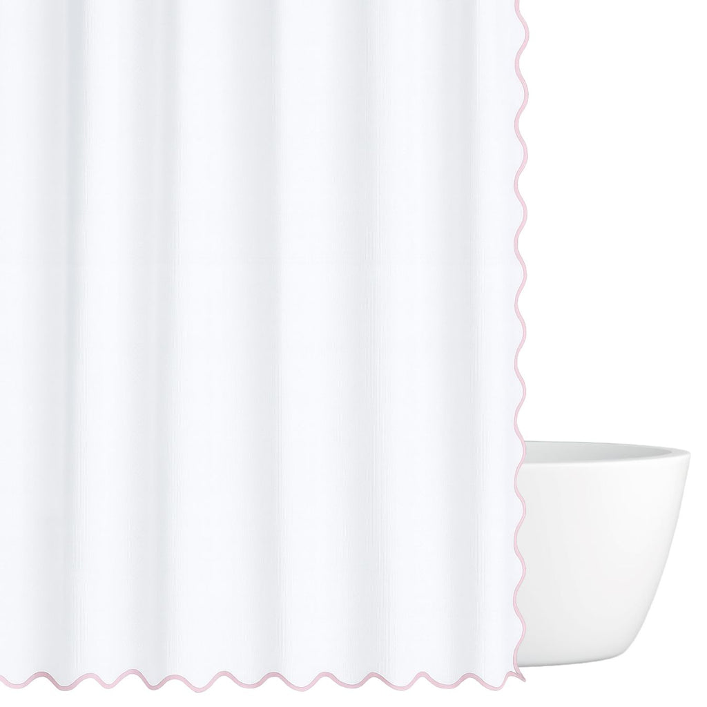 Scalloped Shower Curtain, Pink / White – Laura Park