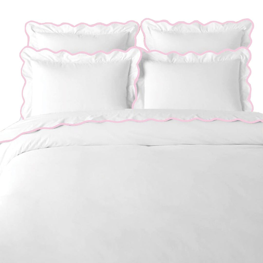 Scalloped Duvet Cover, Pink / White – Laura Park